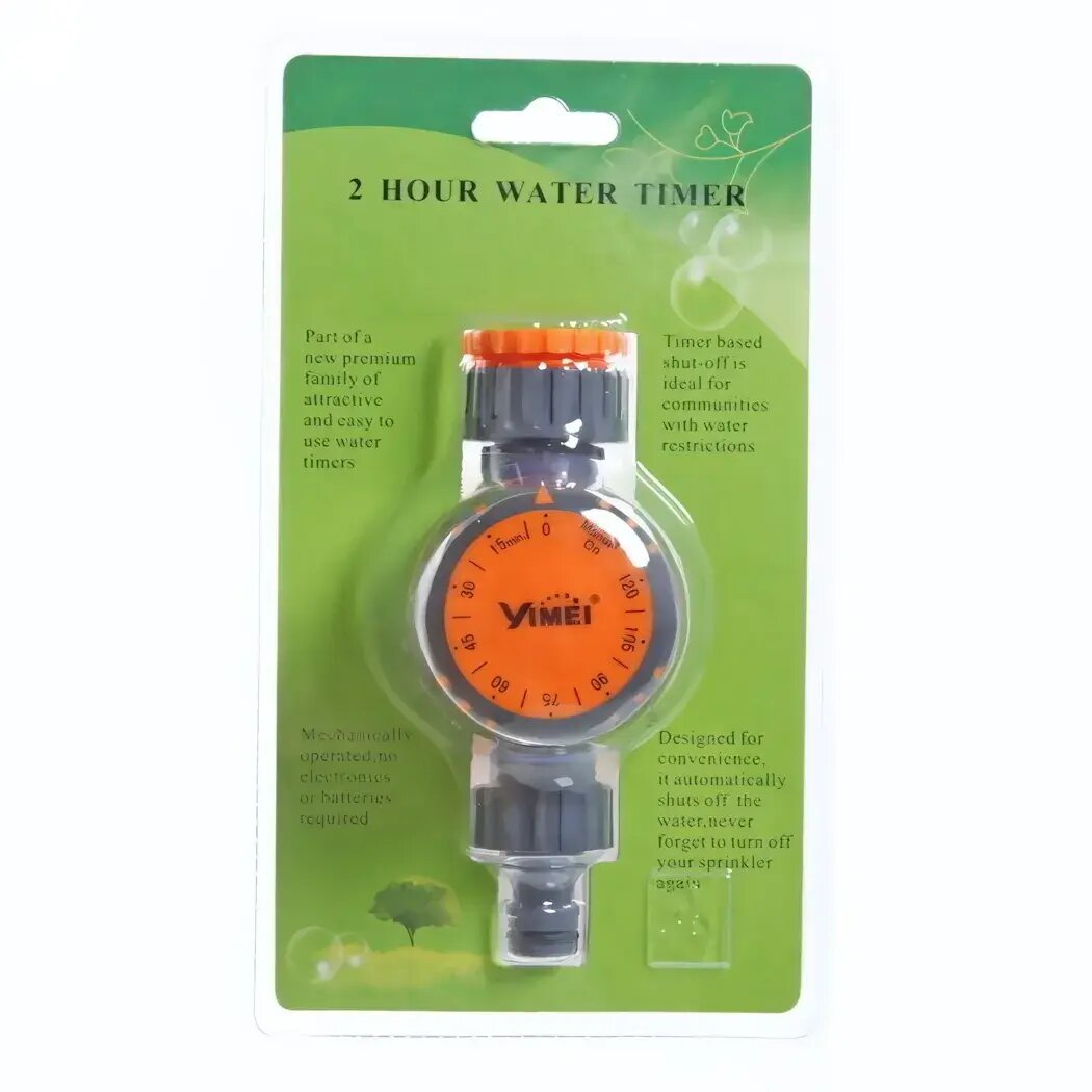 Таймер полива механический 0-120 мин, удобное управление, пластик, 3/4"
