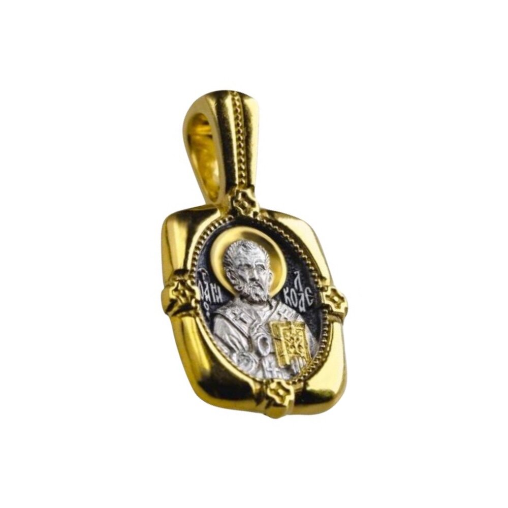 Иконка, серебро, 925 проба, золочение, чернение