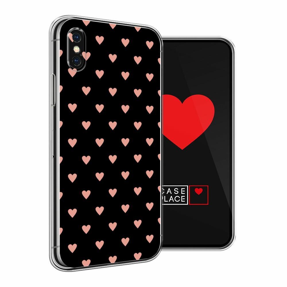 Чехол на Apple iPhone XS Max / Айфон XS Max с принтом "Розовые сердечки" — фото 1