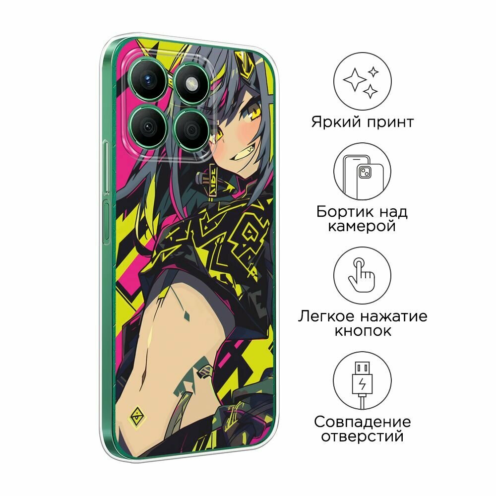 Чехол на Honor X8B / Хонор X8B с принтом "Девушка в кибер костюме" — фото 1