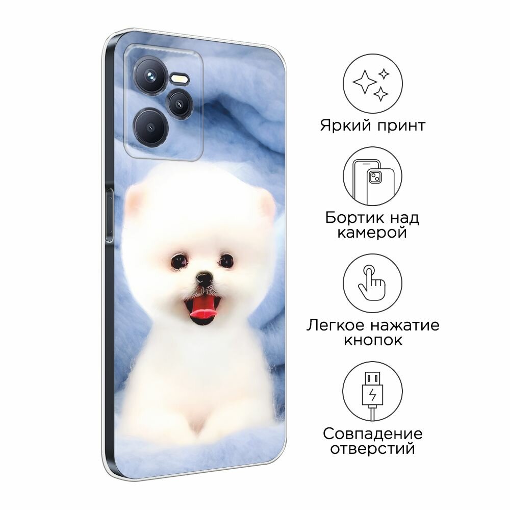 Силиконовый чехол на Realme C35 / Реалми C35 с принтом Белый пёсик — фото 1