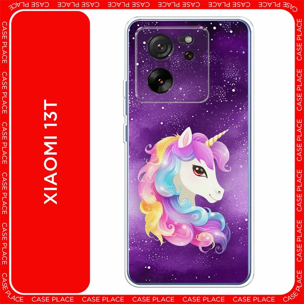 Чехол на Xiaomi 13T / Сяоми 13T с принтом "Кудрявый единорог"