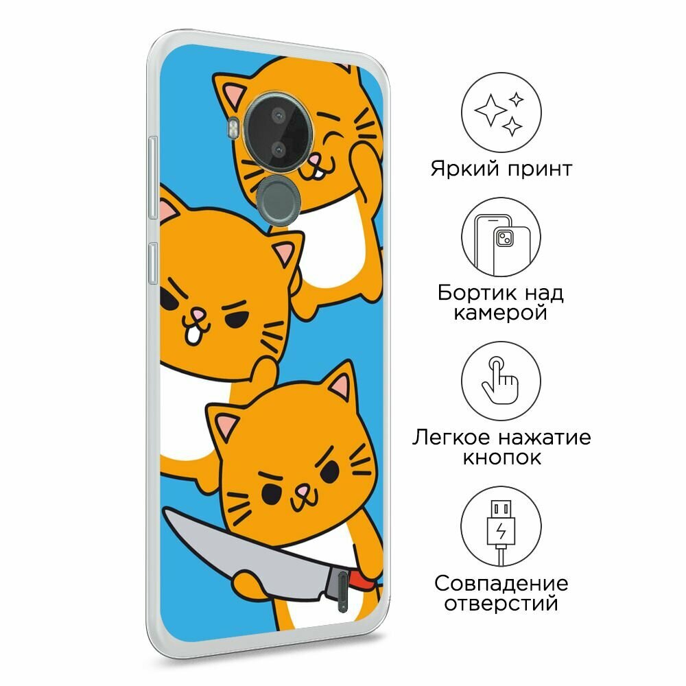 Силиконовый чехол на Nokia C30 / Нокия C30 с принтом "Опасные котики" — фото 1
