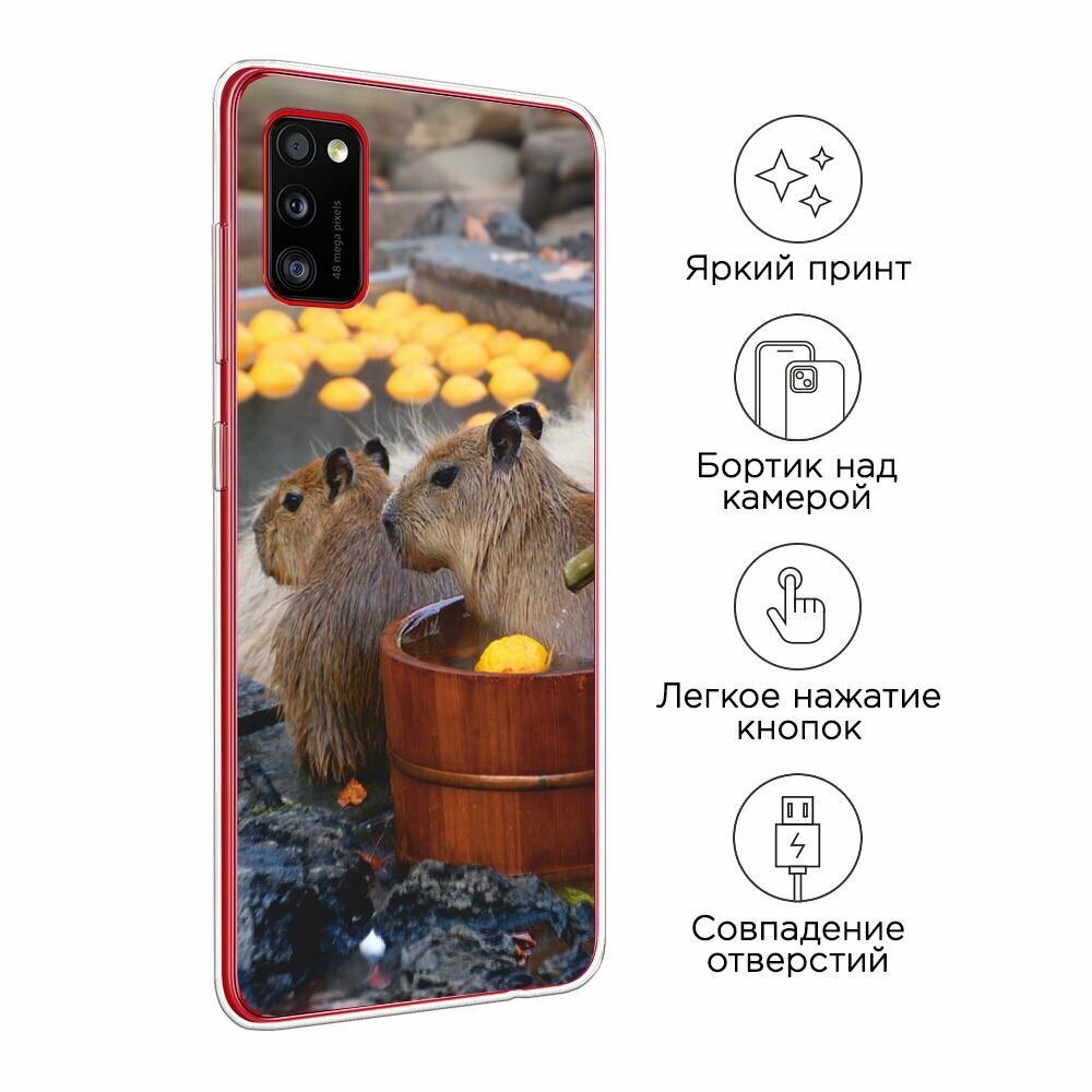 Чехол на Samsung Galaxy A41 / Самсунг Галакси А41 с принтом "Капибары отмокают" — фото 1