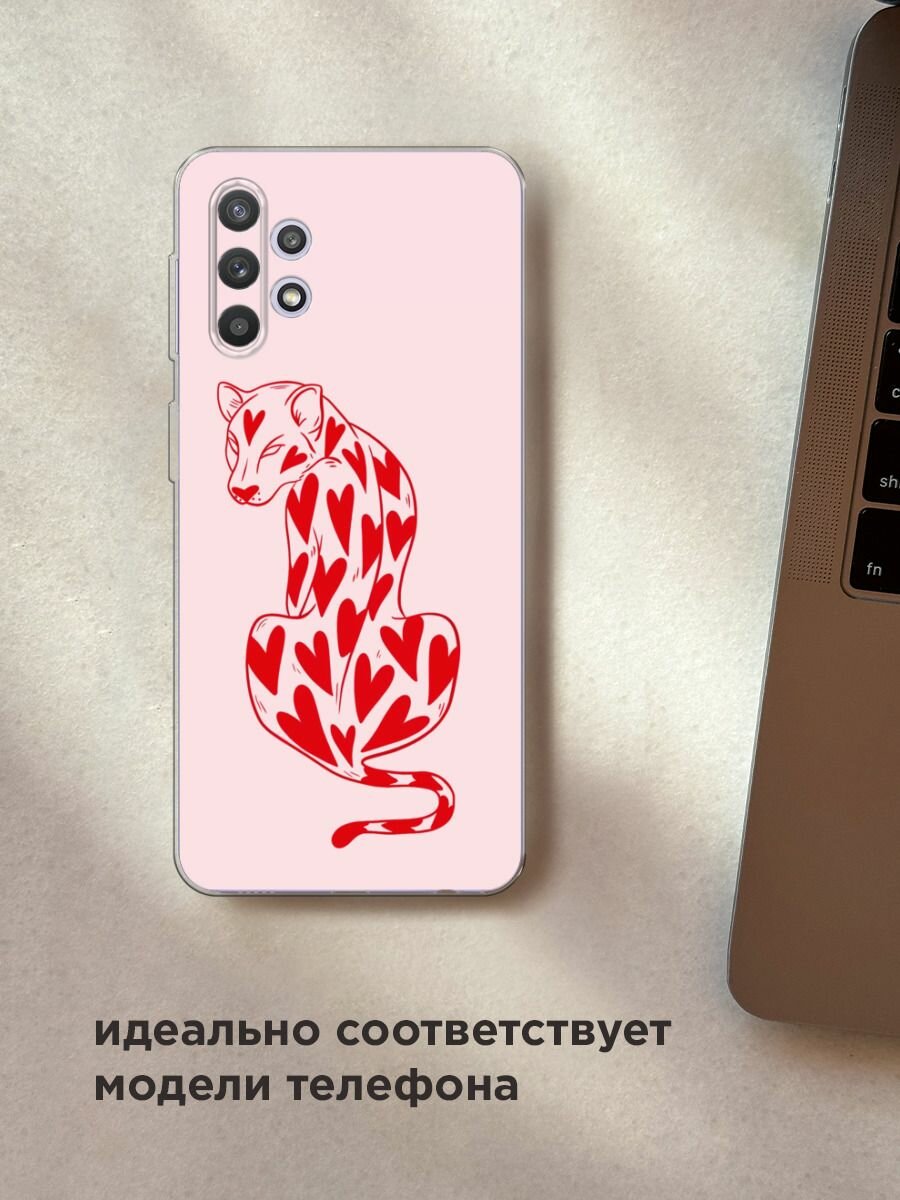Чехол на Samsung Galaxy A32 / Самсунг Галакси А32 с принтом "Heart panther 1 - 14 февраля" — фото 1