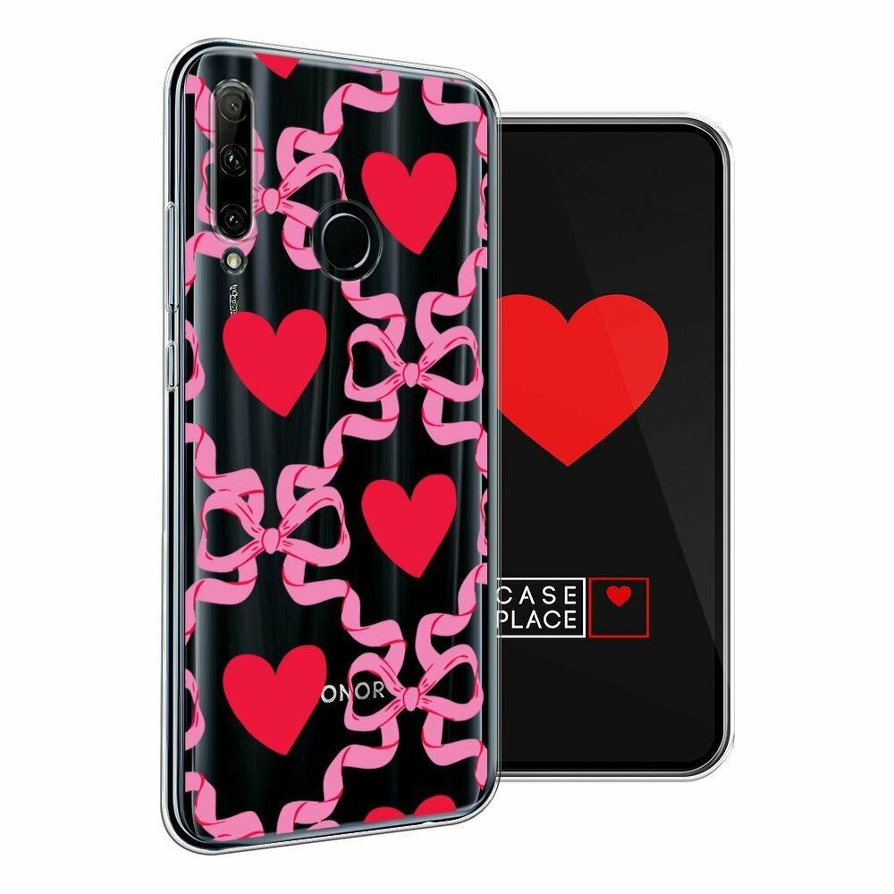 Чехол на Honor 10i/20 Lite 2019/20e/Huawei P Smart Plus 2019 с принтом "Hearts and ribbons 2 - 14 февраля", прозрачный — фото 1