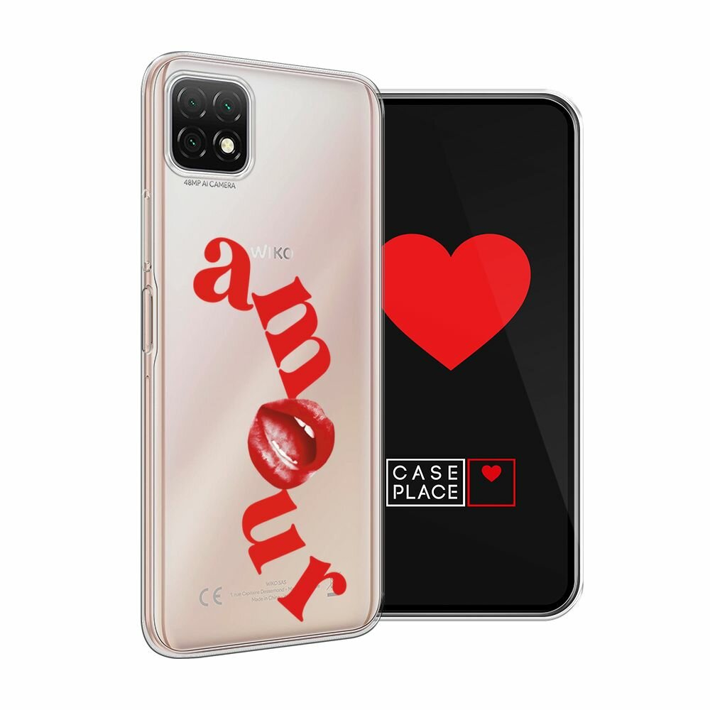Чехол на Wiko T3 / Вико Т3 с принтом "Amour lips - 14 февраля", прозрачный — фото 1