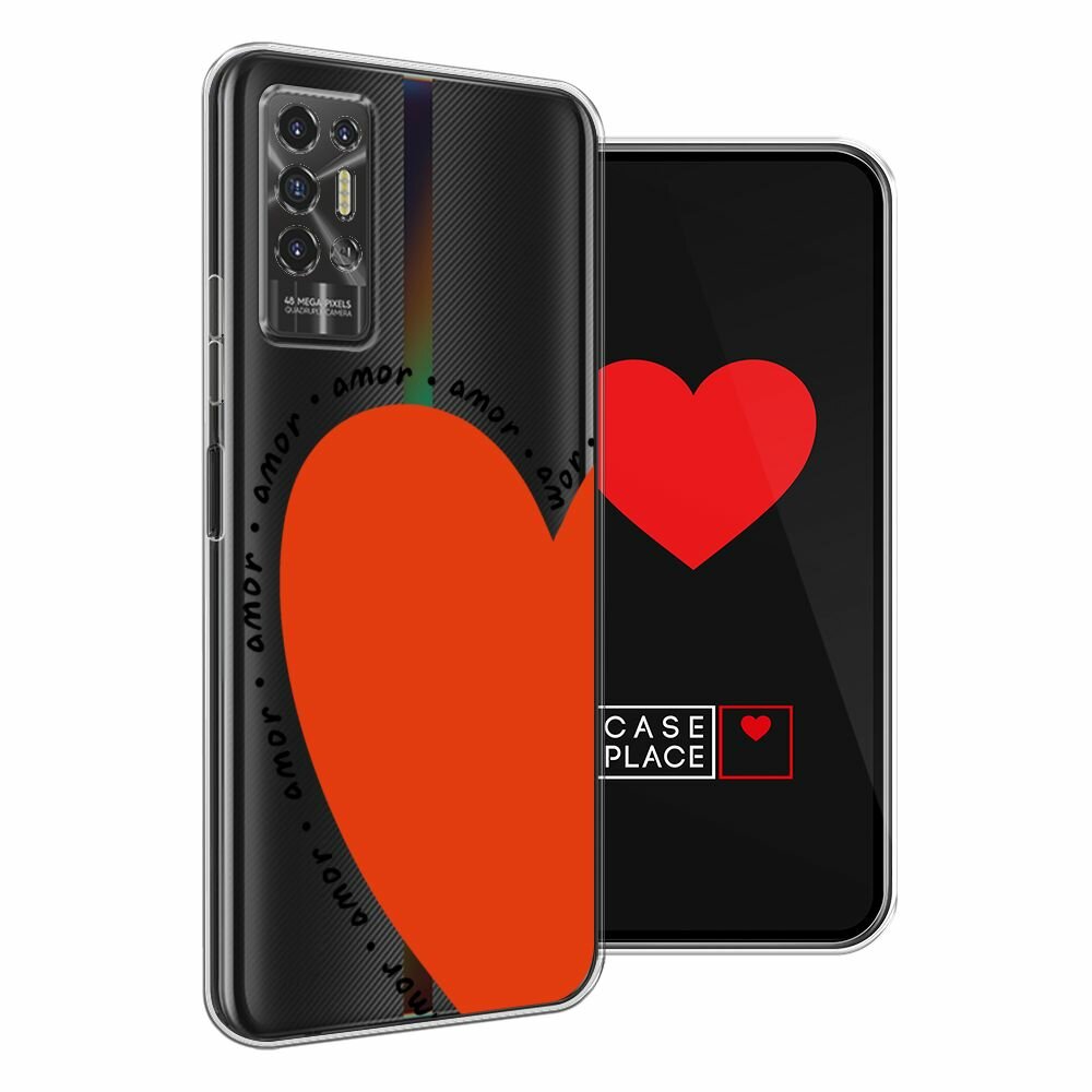 Чехол на Tecno Pova 2 / Текно Пова 2 с принтом "amor heart 2 - 14 февраля", прозрачный — фото 1