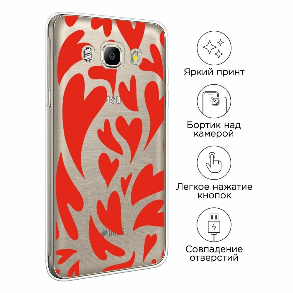 Чехол на Samsung Galaxy J5 2016 / Самсунг Галакси Джей 5 2016 с принтом "Crazy hearts 2 - 14 февраля", прозрачный — фото 1