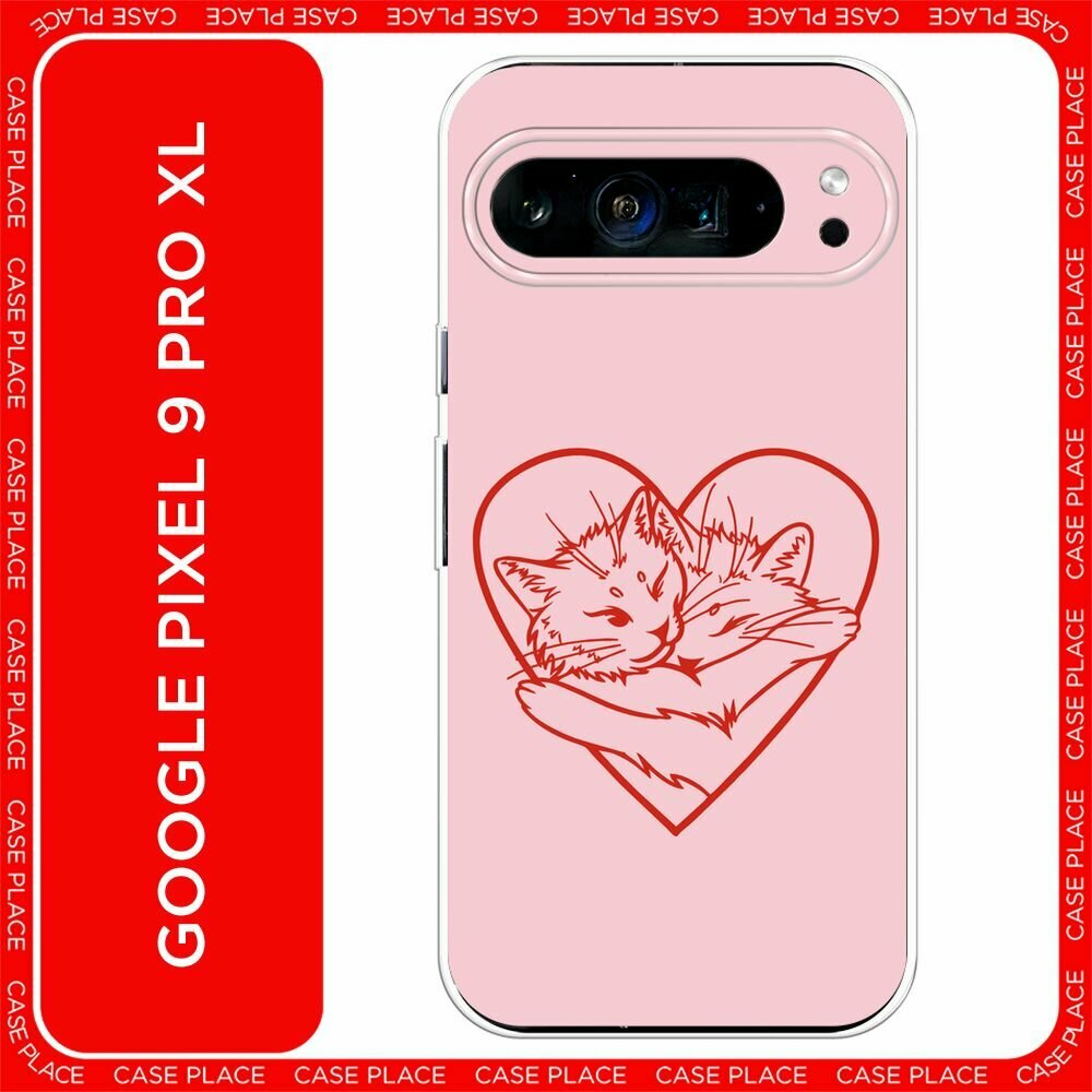Чехол на Google Pixel 9 Pro XL / Гугл Пиксель 9 Про XL с принтом "Влюблённые котики рисунок 1 - 14 февраля"