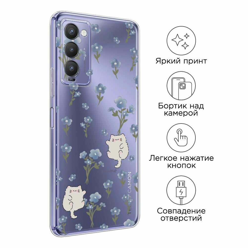 Чехол на Tecno Camon 18/18T / Текно Камон 18/18T с принтом "Gentle cats", прозрачный — фото 1
