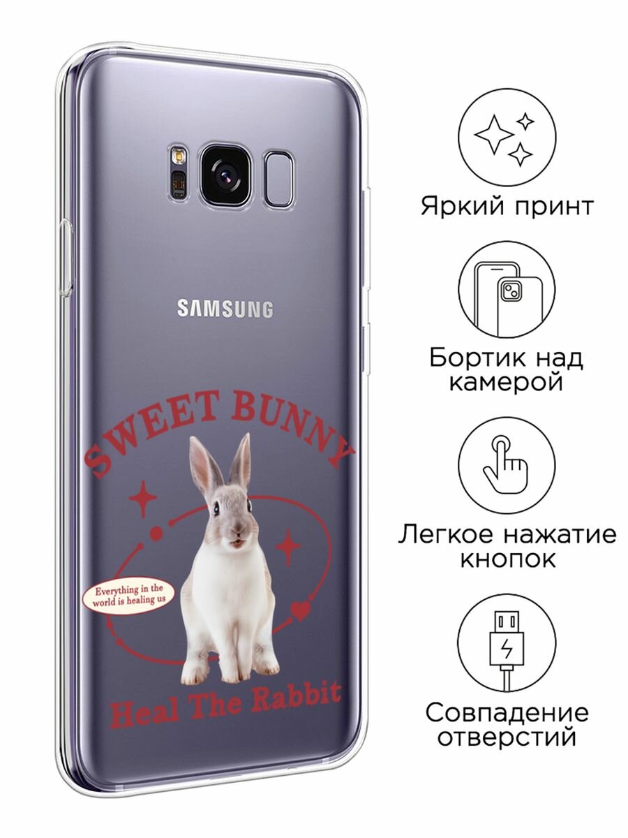 Чехол на Samsung Galaxy S8 + / Самсунг Галакси С8 Плюс с принтом "Heal the rabbit", прозрачный — фото 1