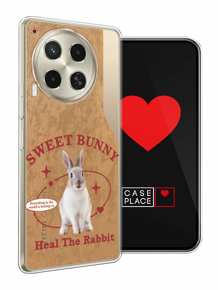 Чехол на Tecno Camon 30 4G / Текно Камон 30 4G с принтом "Heal the rabbit", прозрачный — фото 1