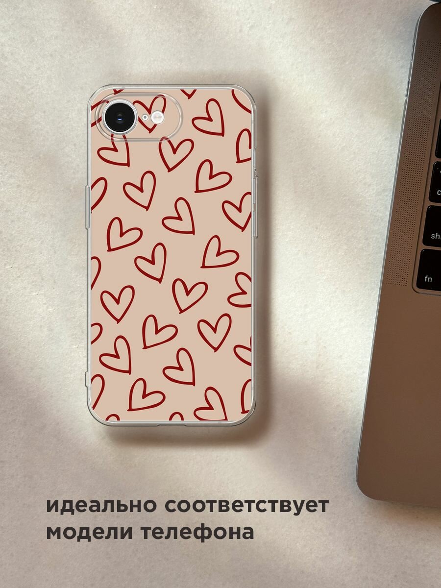 Чехол на Apple iPhone 16e/17e / Айфон 16е/17e с принтом "Little hearts doodles 1 - 14 февраля" — фото 1