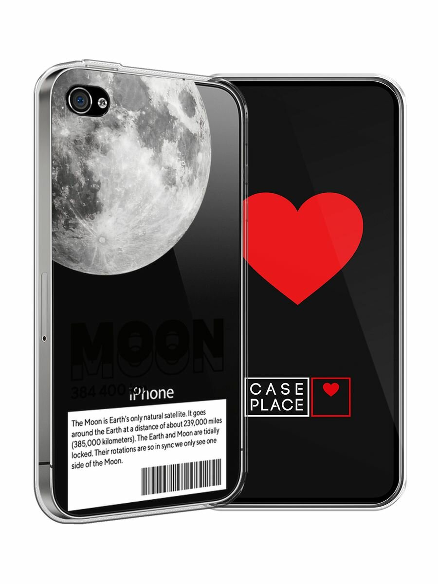 Чехол на Apple iPhone 4/4S / Айфон 4/4S с принтом "О луне", прозрачный — фото 1