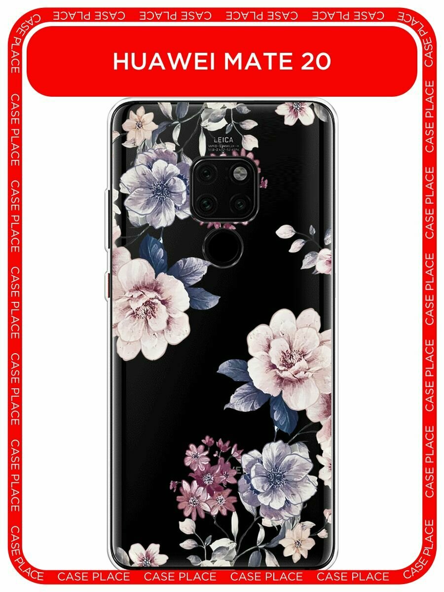 Чехол на Huawei Mate 20 / Хуавей Мате 20 с принтом "Нежные винтажные цветы", прозрачный