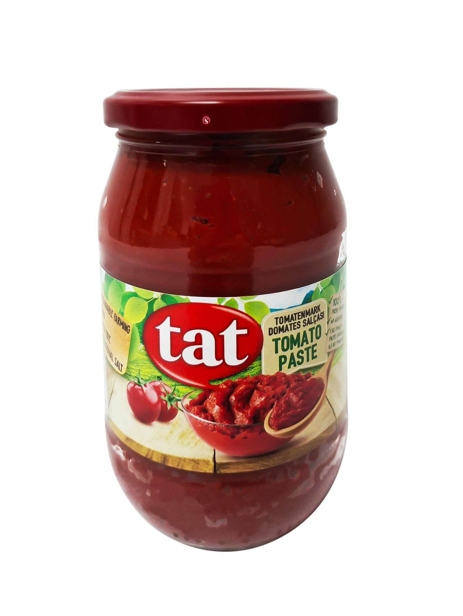 Томатная паста натуральная (без соли), "Tat", Domates Salcasi, 360гр. Турция