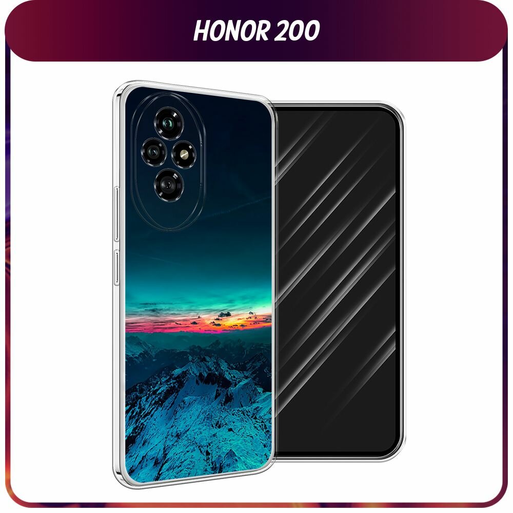 Силиконовый чехол на Honor 200 / Хонор 200 с принтом Закат в горах