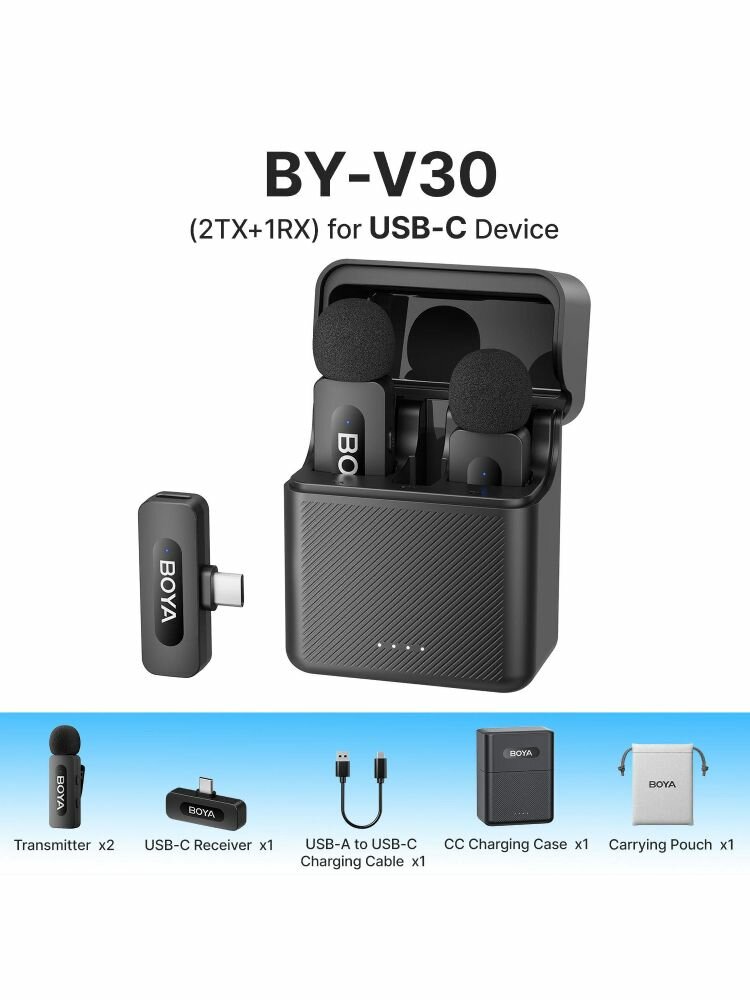 BOYA BY-V30 Mini Беспроводной Петличный Микрофон Для Видеоинтервью В Прямом Эфире Видеоблога