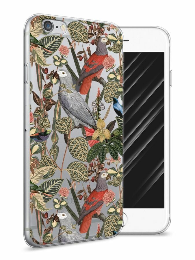 Чехол на Apple iPhone 6 / Айфон 6 с принтом "Tropical pattern", прозрачный