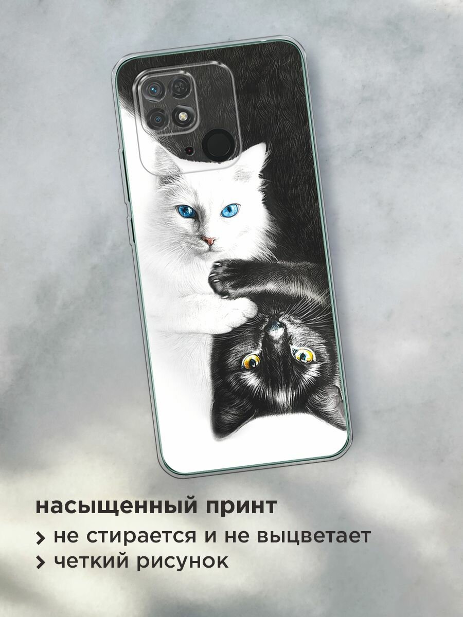 Чехол на Xiaomi Redmi 10C / Сяоми Редми 10C с принтом "Коты Инь-Янь" — фото 1