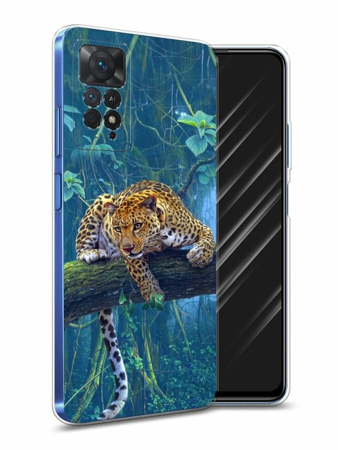 Чехол на Xiaomi Redmi Note 11E Pro / Сяоми Редми Нот 11E Pro Про с принтом "Леопард охотник"