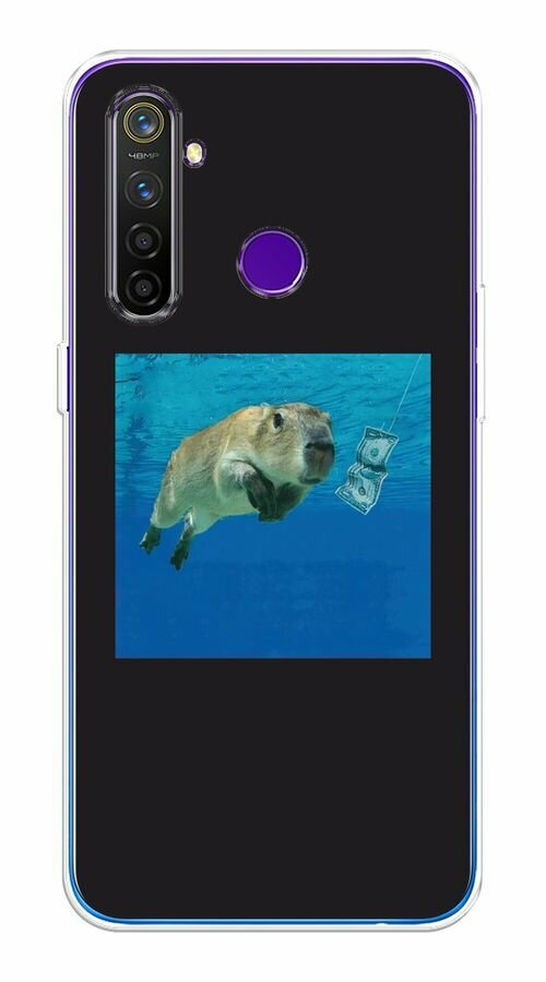 Чехол на Realme 5 Pro / Реалми 5 Про с принтом Капибара в бассейне