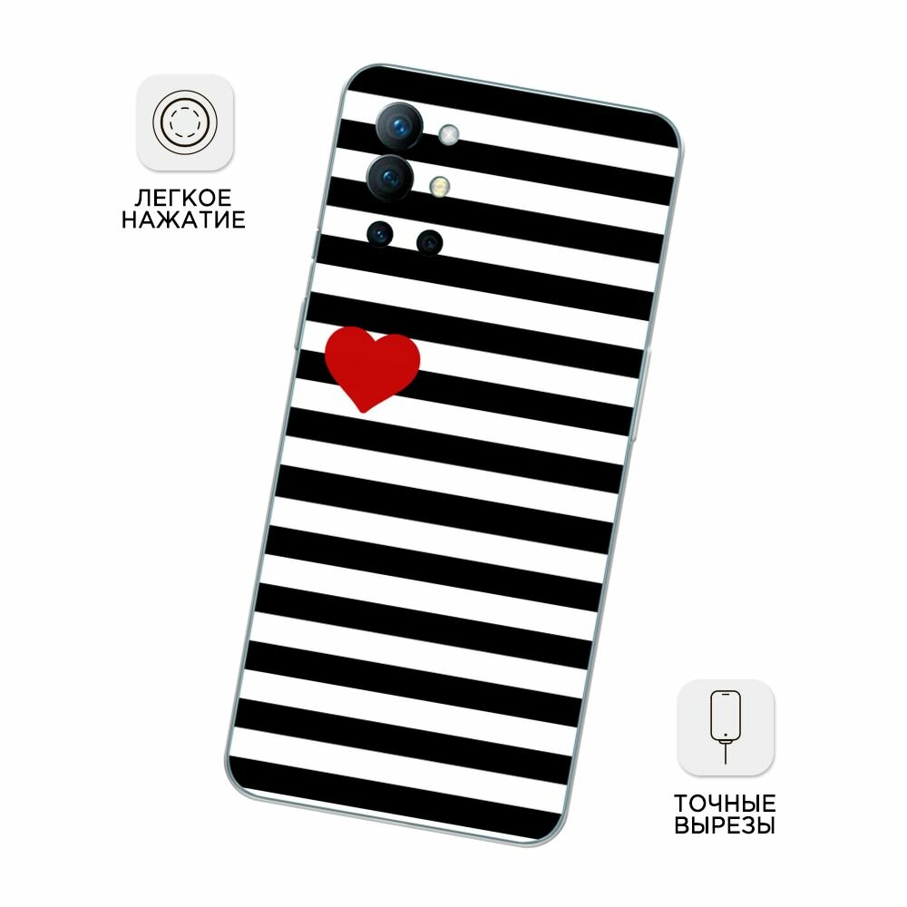 Силиконовый чехол на OnePlus 9R / ВанПлас 9R с принтом "Красное сердце" — фото 1