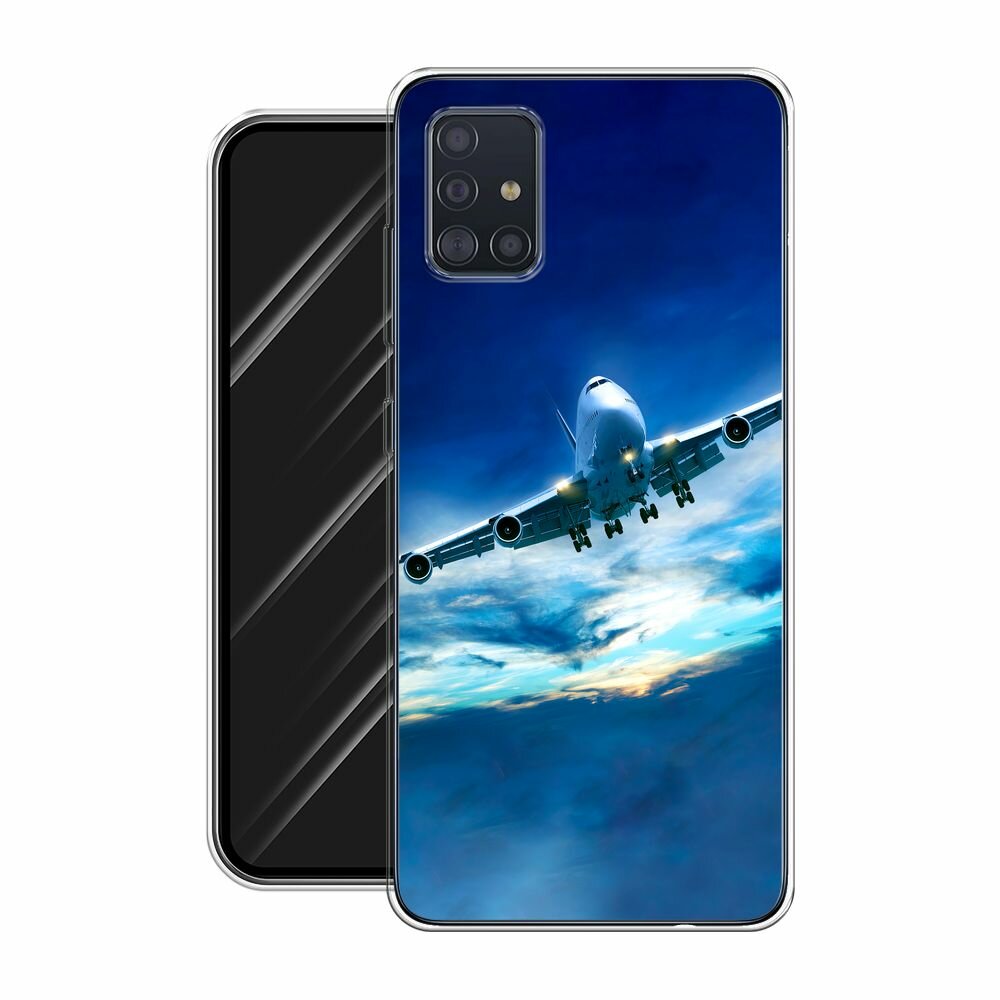 Чехол на Samsung Galaxy A51 / Самсунг Гэлакси А51 с принтом "Самолет в небе" — фото 1