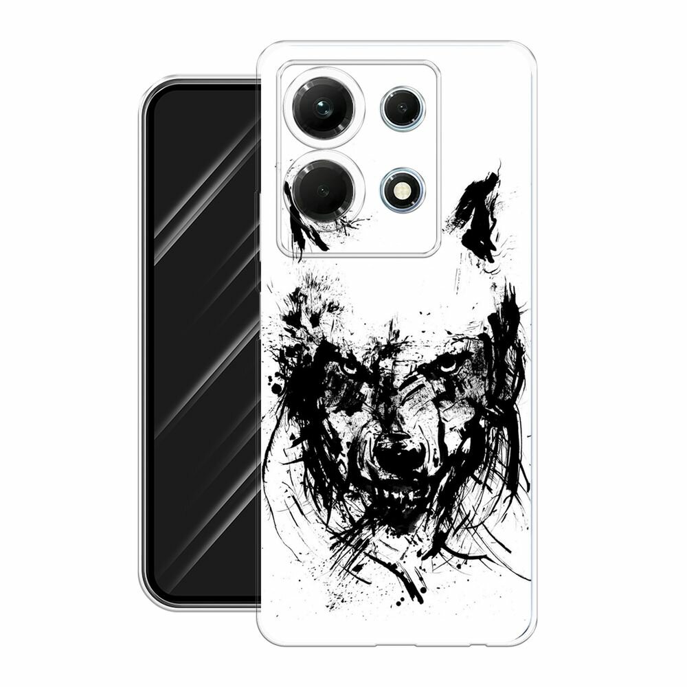 Чехол на Infinix Note 30 4G / Инфиникс Нот 30 4G с принтом Волк тушь — фото 1