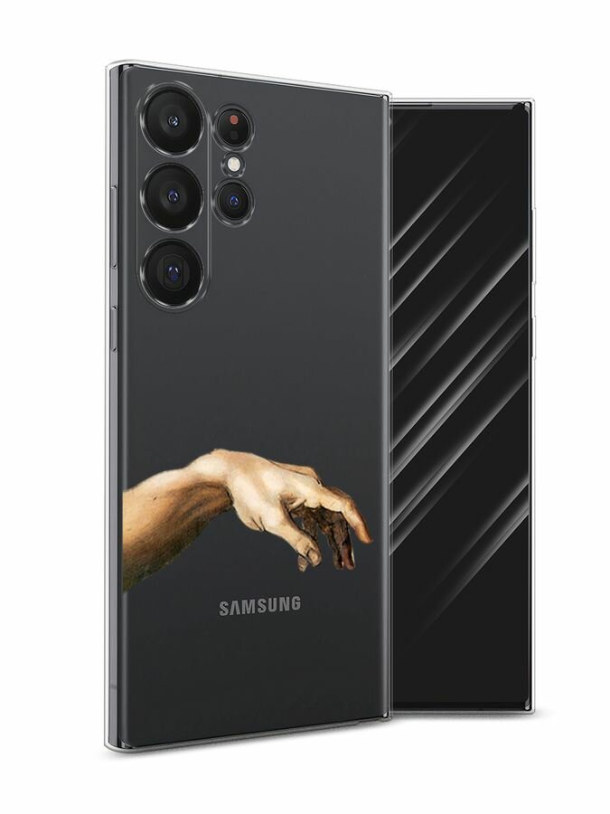 Чехол на Samsung Galaxy S23 Ultra 5G / Самсунг S23 Ультра 5G с принтом Creazione di Adamo 1, прозрачный