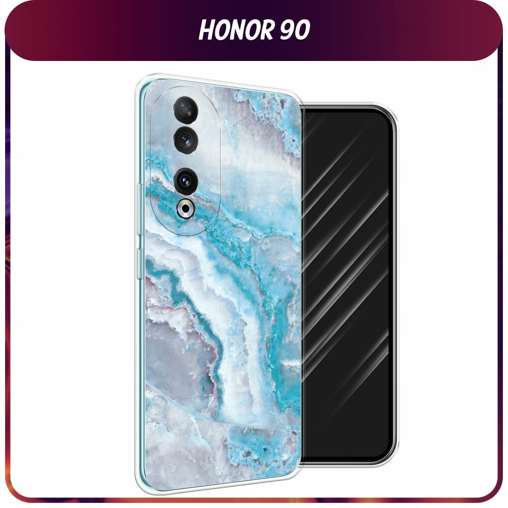 Чехол на Honor 90 / Хонор 90 с принтом "Нежно-голубой мрамор"