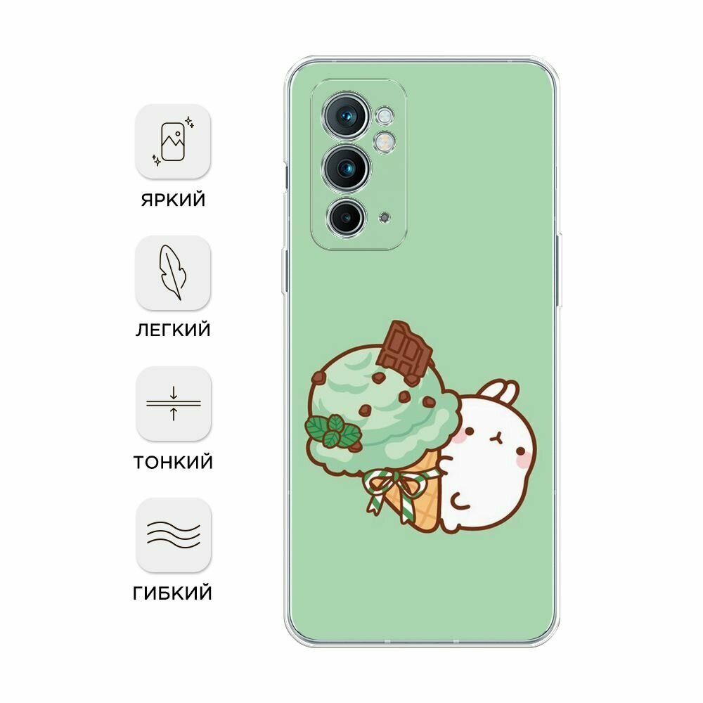 Чехол на OnePlus 9RT / ВанПлас 9RT с принтом шоколад-мята мороженое — фото 1