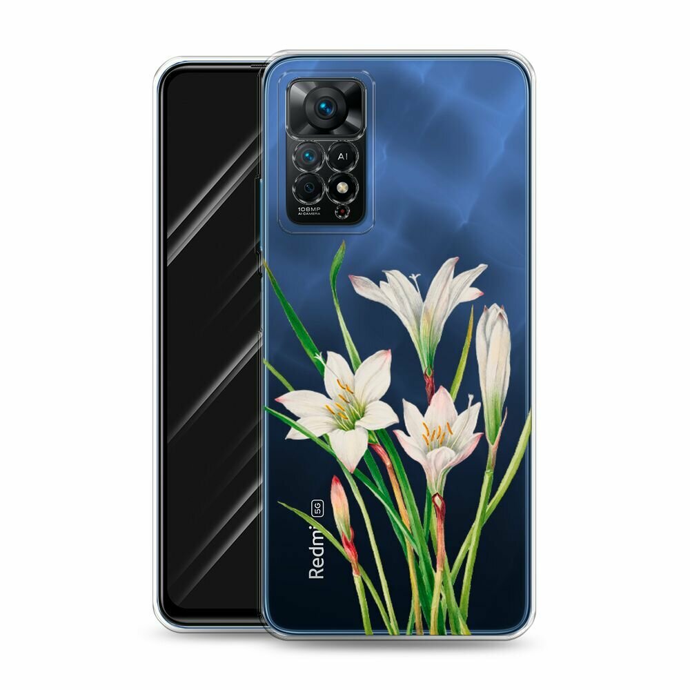 Чехол на Xiaomi Redmi Note 11E Pro / Сяоми Редми Нот 11E Pro Про с принтом "White lily", прозрачный — фото 1