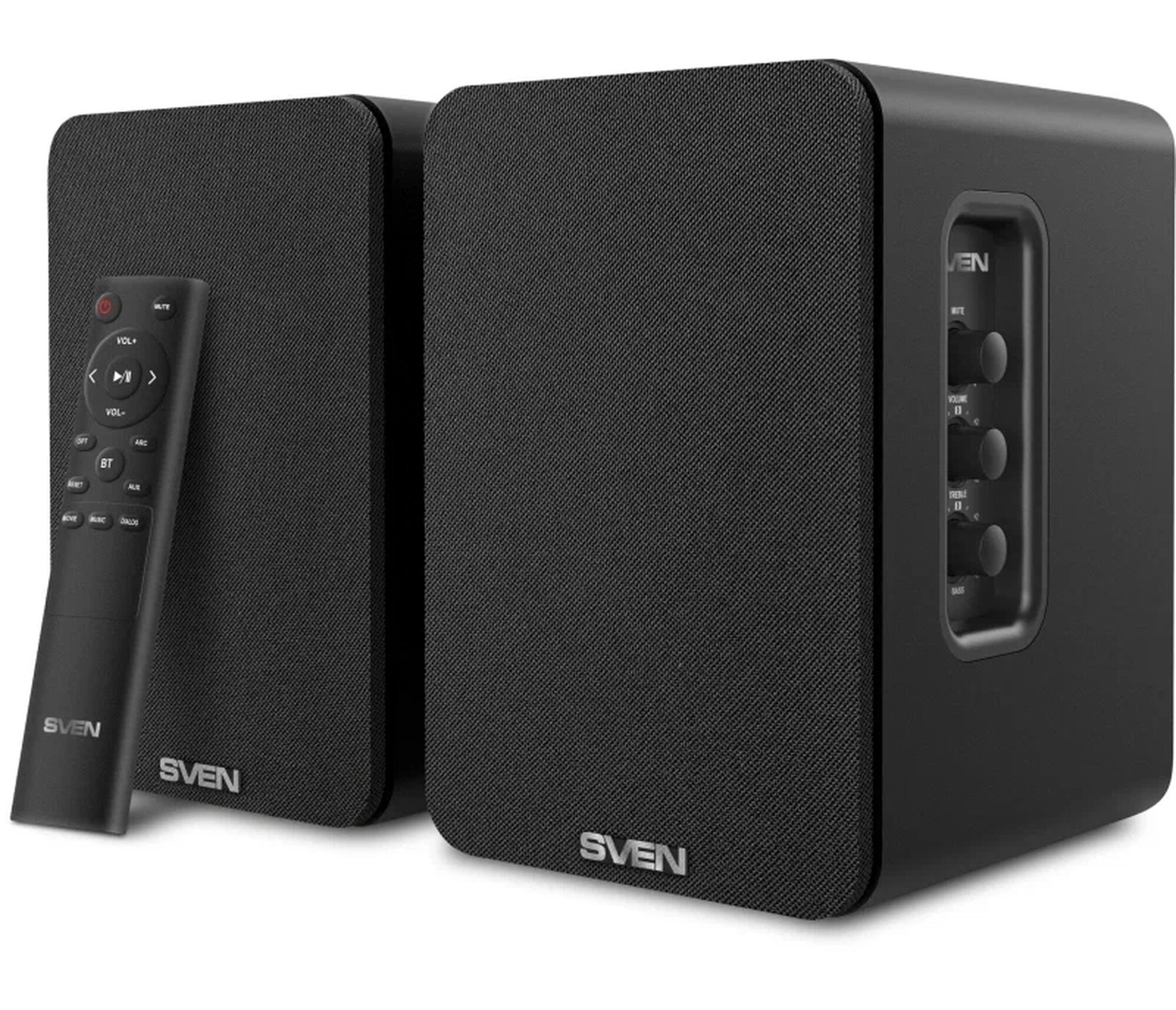 Колонки SVEN SPS-830, 2.0, дерево/MDF, 60 Вт, Bluetooth, пульт ДУ, черные