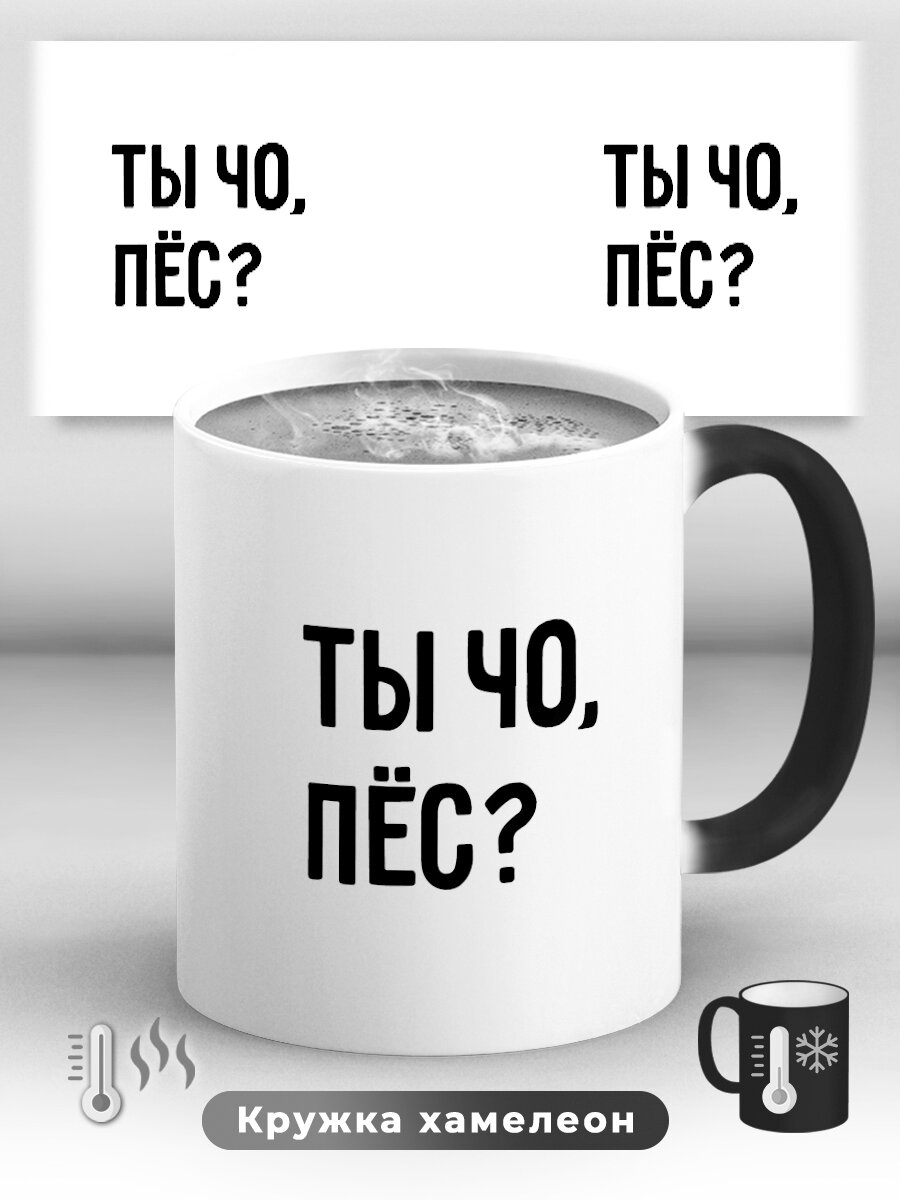 Кружка хамелеон с приколом Мем Ты что Пёс?