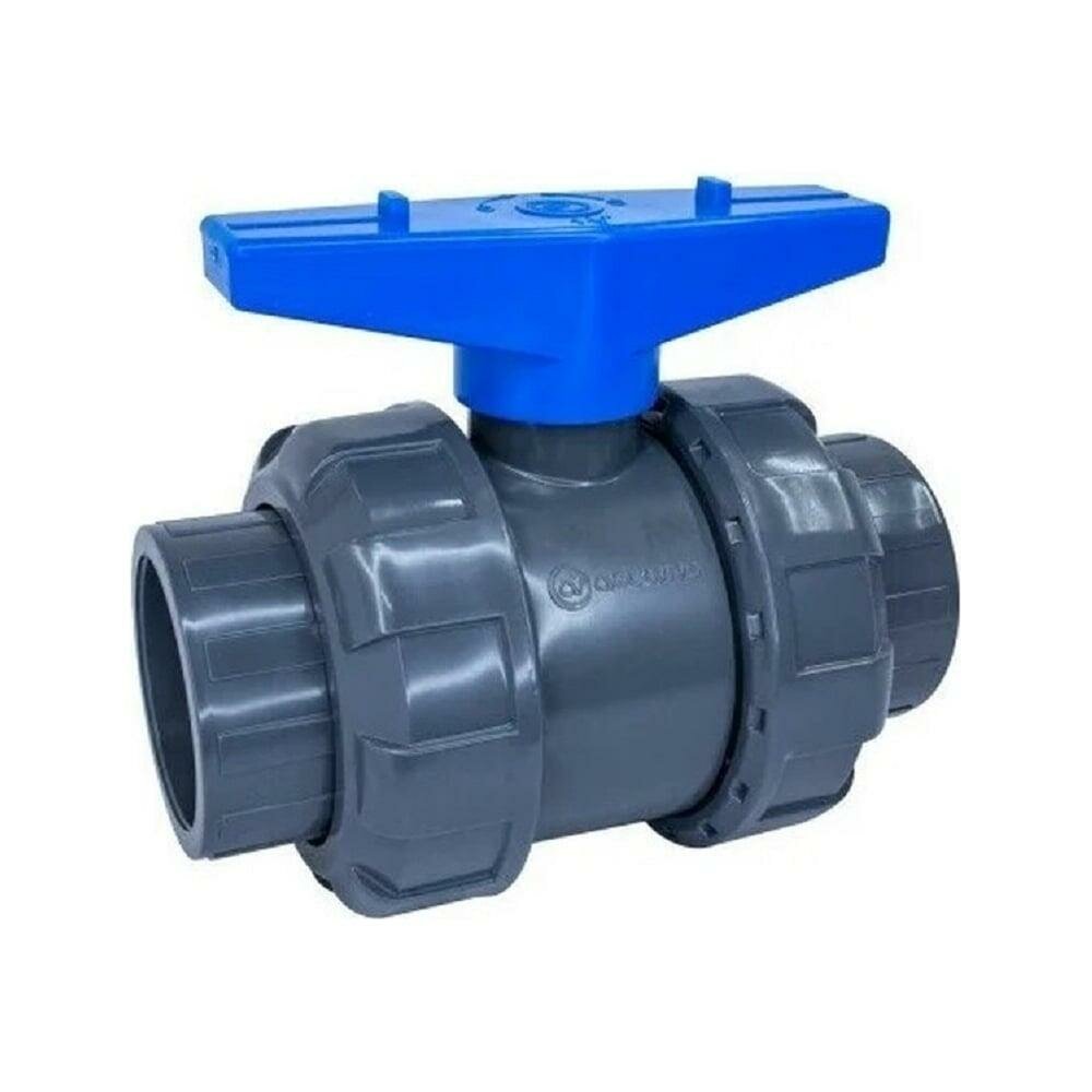 Шаровой кран НПВХ общего применения AQUAVIVA DN 63 мм, с муфтовым окончанием AQVBVD063 48018