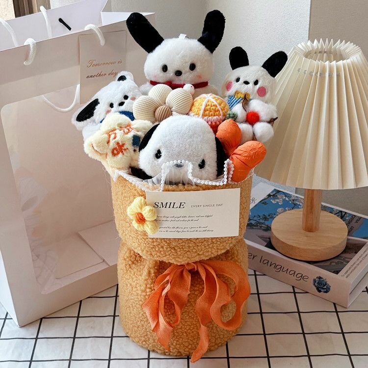 Букет из плюша Pochacco, вечный цветок, подарок на день рождения для девочек и мальчиков, лучший друг, подруга, рождественский подарок