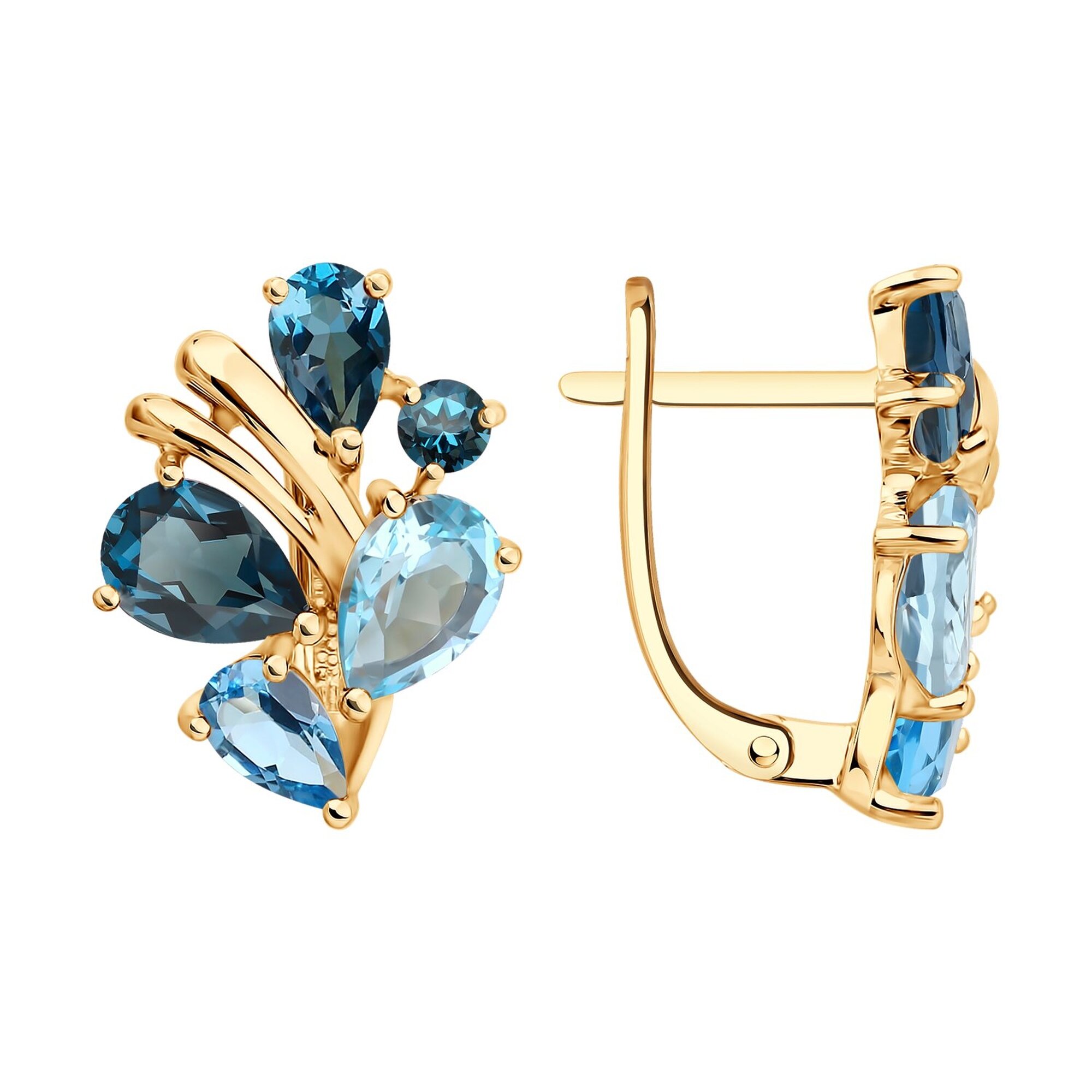 Серьги, красное золото, 585 проба, Лондон топаз, топаз