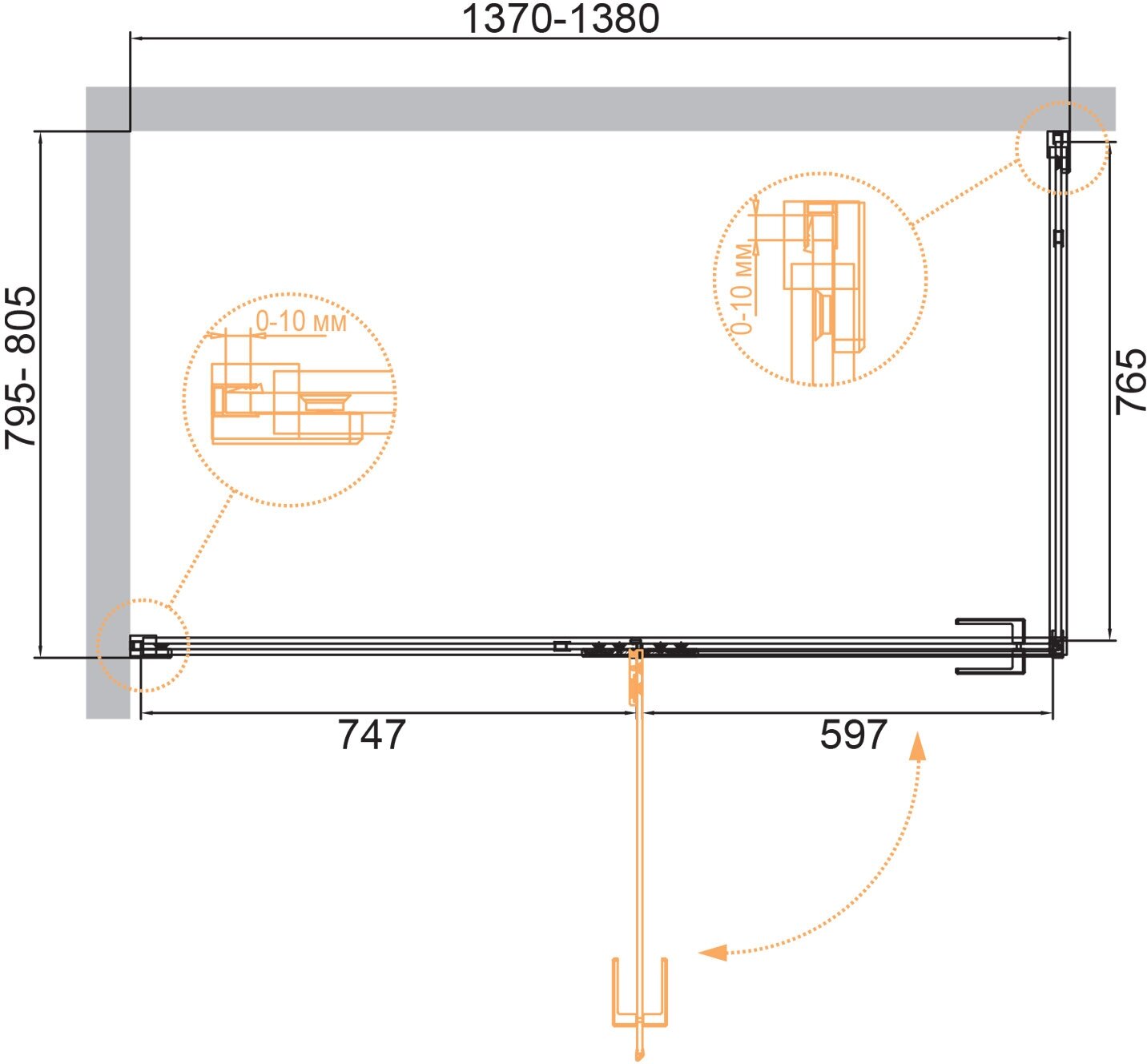 Bellagio-ah-1-140 80-c-boro душевой уголок Cezares bellagio-ah-1-140/80-c-boro