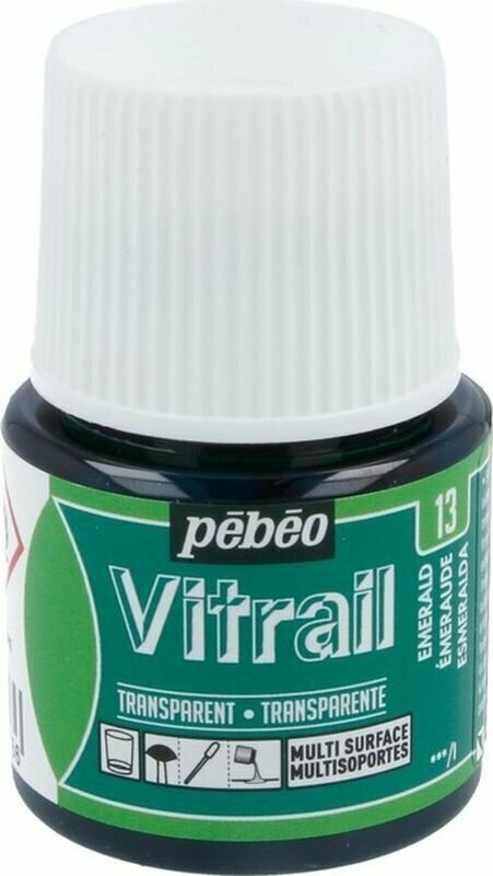 Pebeo Краска для стекла и металла Vitrail лаковая прозрачная цвет 050-013 изумрудный 45 мл