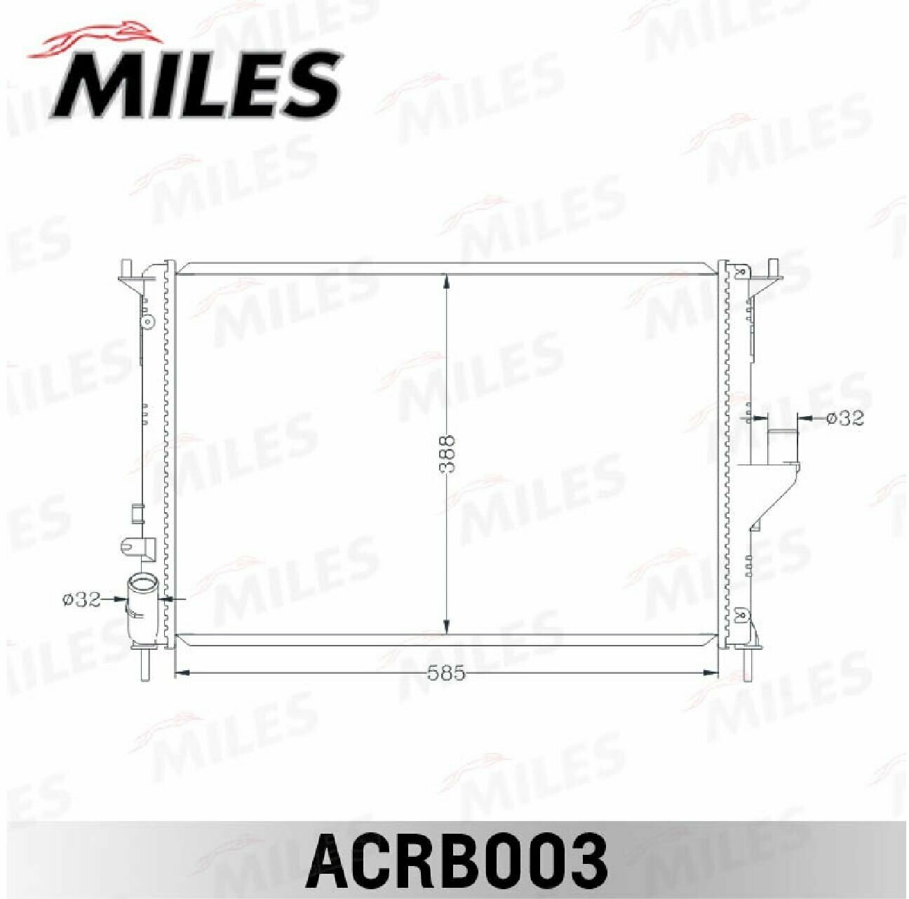 Радиатор RENAULT DUSTER/LOGAN/SANDERO/ LADA LARGUS 1.2-1.6/1.5D +A/C 09-, MILES ACRB003
