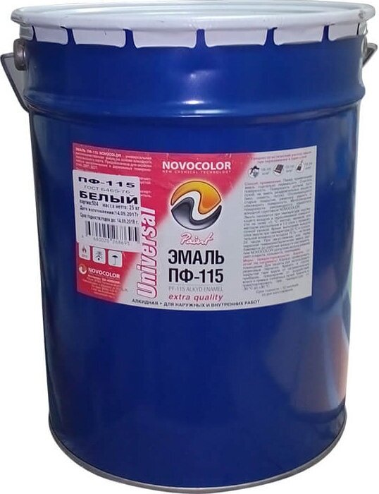Новоколор эмаль ПФ-115 белая (25кг) матовая