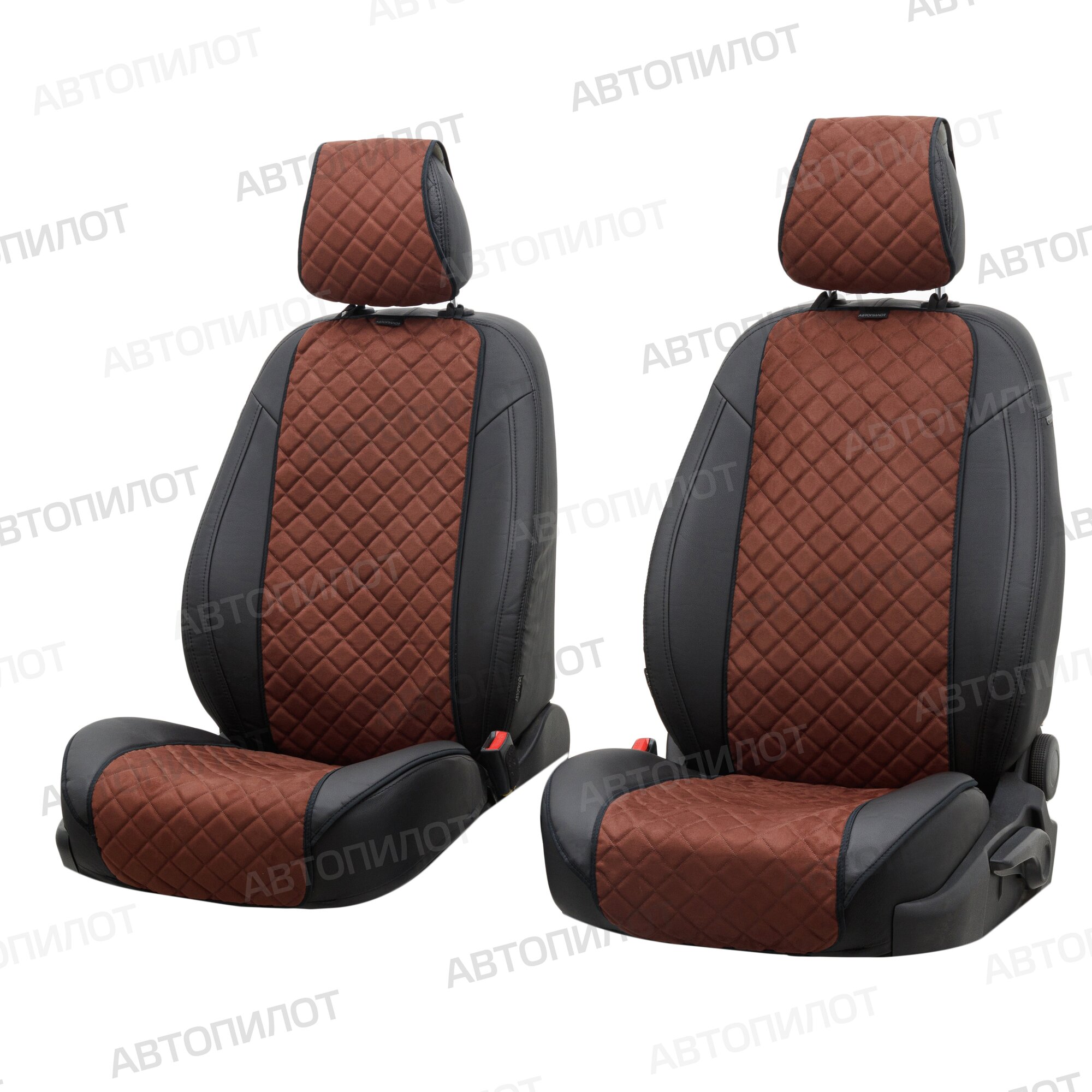 Накидка Алькантара Ромб - Модель №2 (широкое сиденье) (комплект из 2 шт) Шоколад