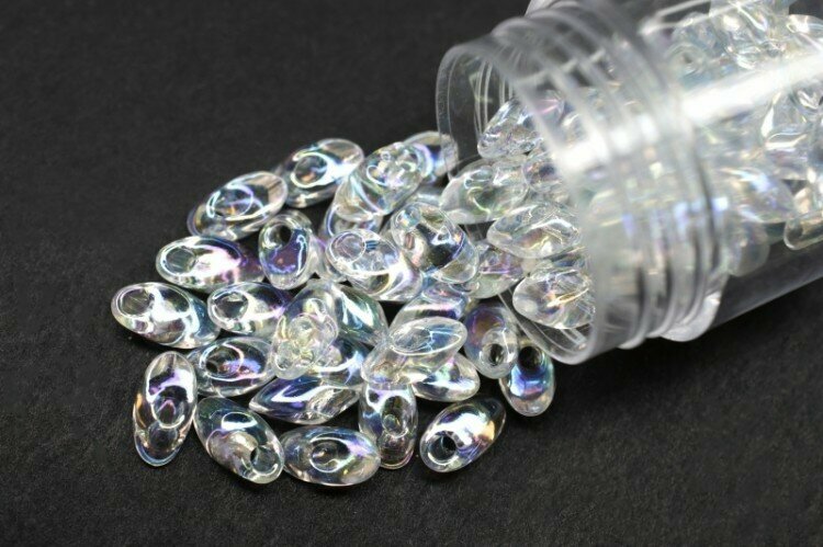 Бисер японский MIYUKI Long Magatama #0250 хрусталь, радужный прозрачный, 10 грамм