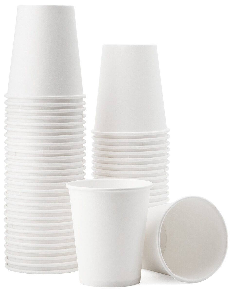 Бумажные одноразовые стаканы, 250 мл, белые, для кофе и чая, 100 шт. в упаковке