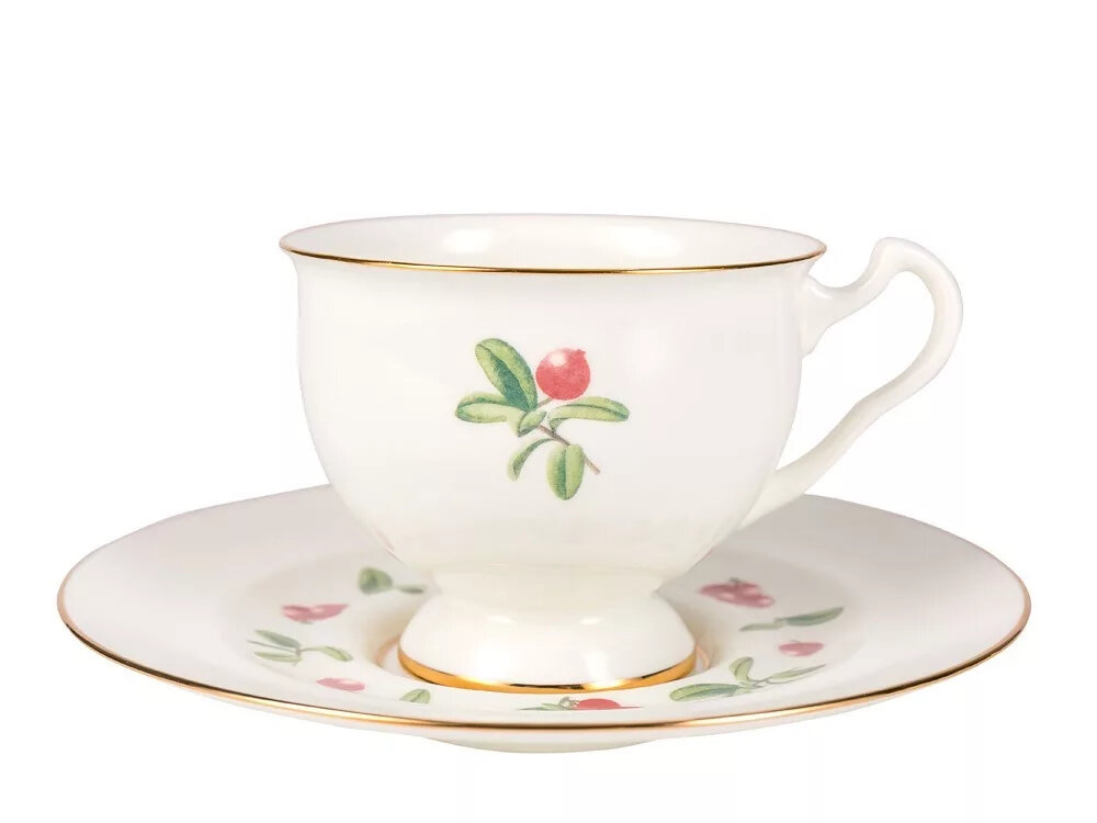 Чашка с блюдцем ИФЗ Айседора Брусника, 240мл, костяной фарфор 81.26751.00.1