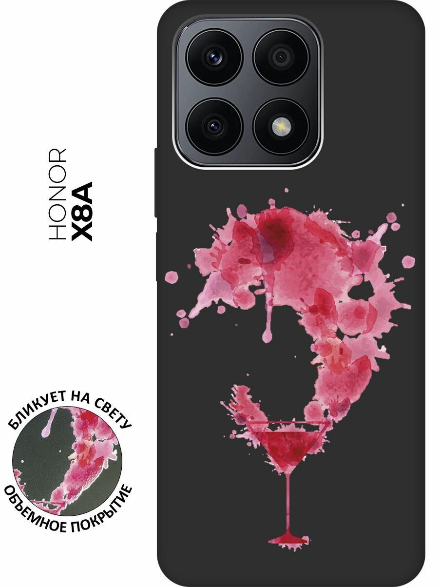 Матовый чехол Cocktail Splash для Honor X8a / Хонор Х8А с 3D эффектом черный