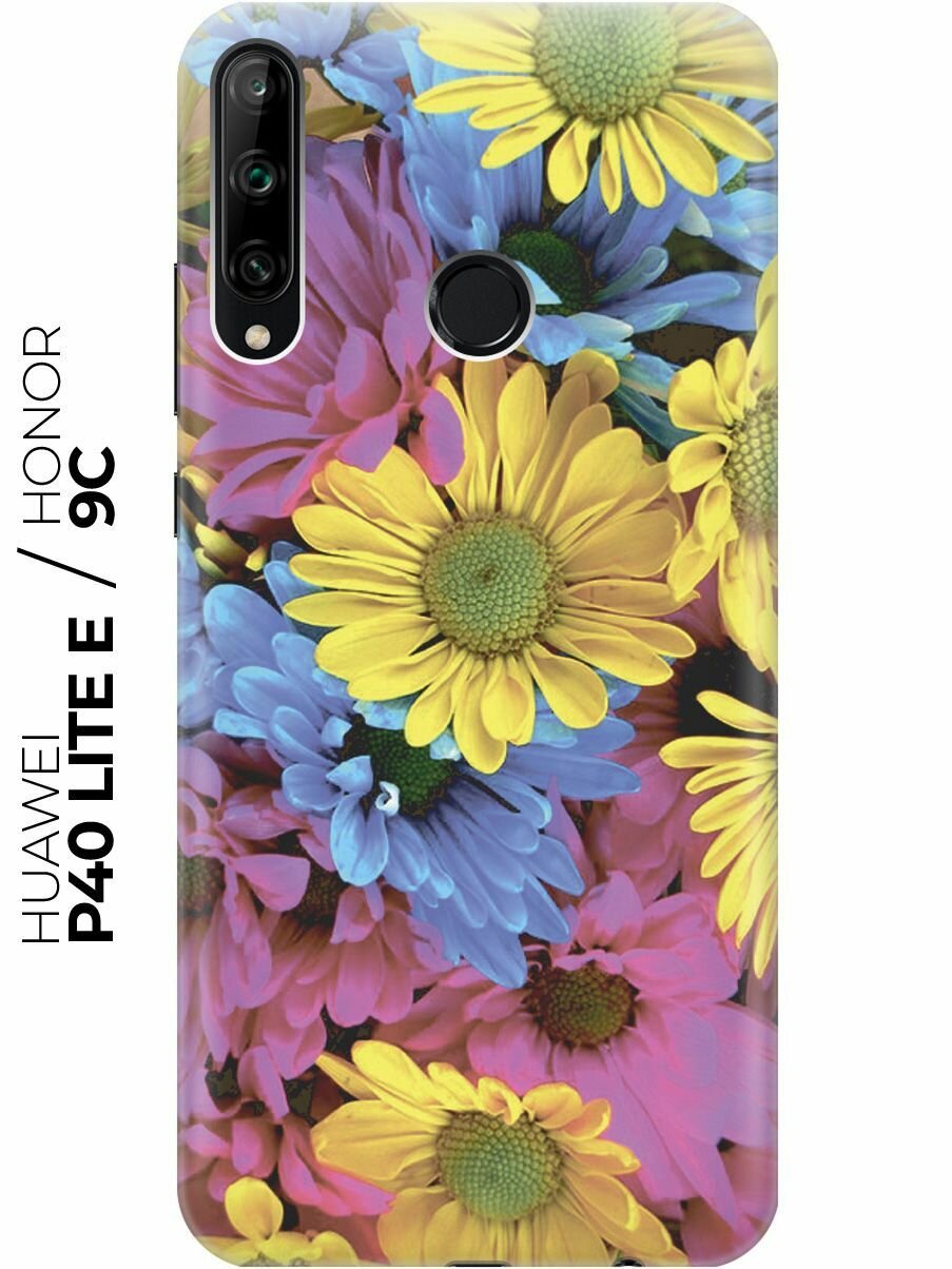 Силиконовый чехол Разноцветные ромашки на Honor 9C / Huawei P40 Lite E / Хуавей П40 Лайт Е / Хонор 9С