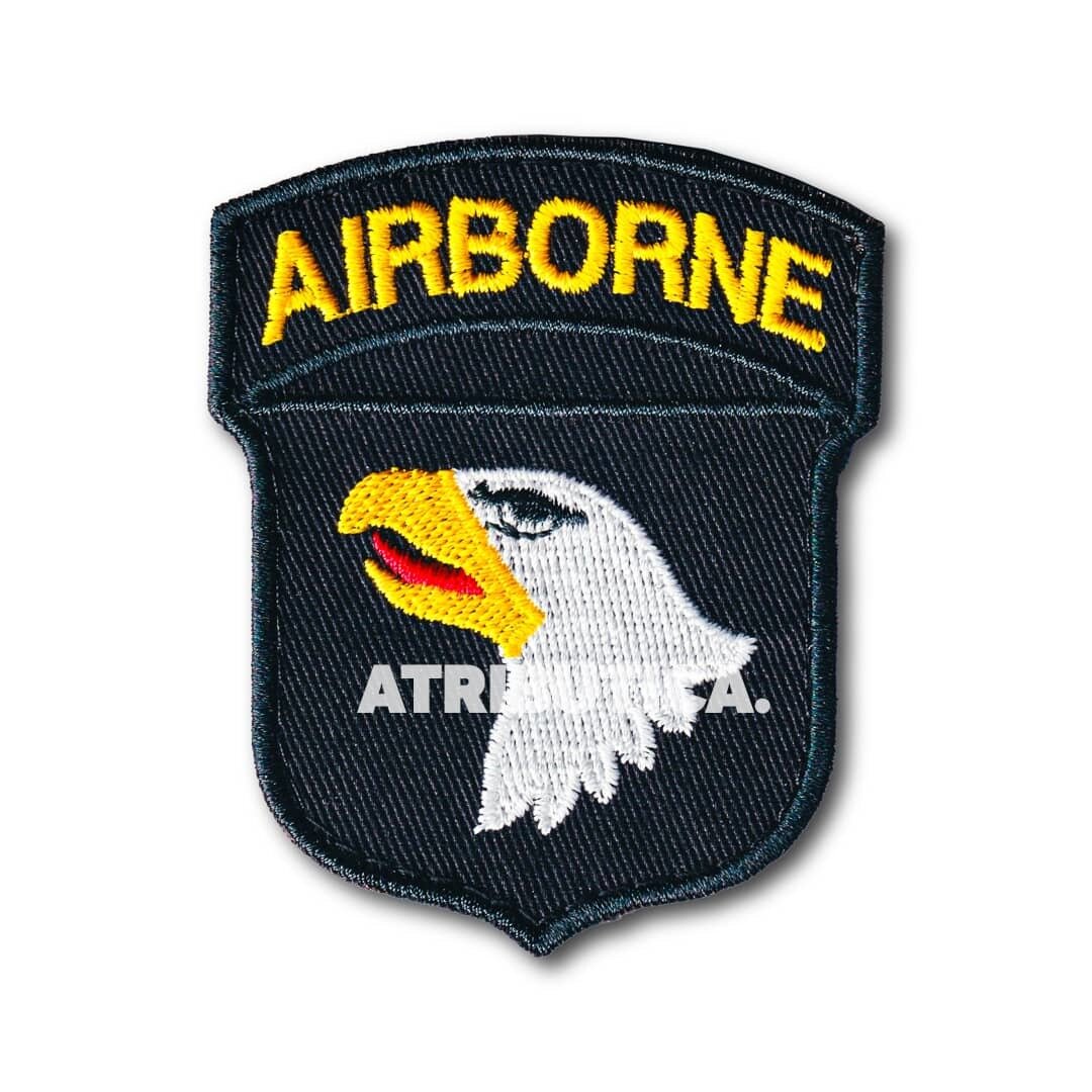 Нашивка ( Шеврон / Патч / Patch ) Тактическая Airborne 60х75 мм (Черный / На липучке)